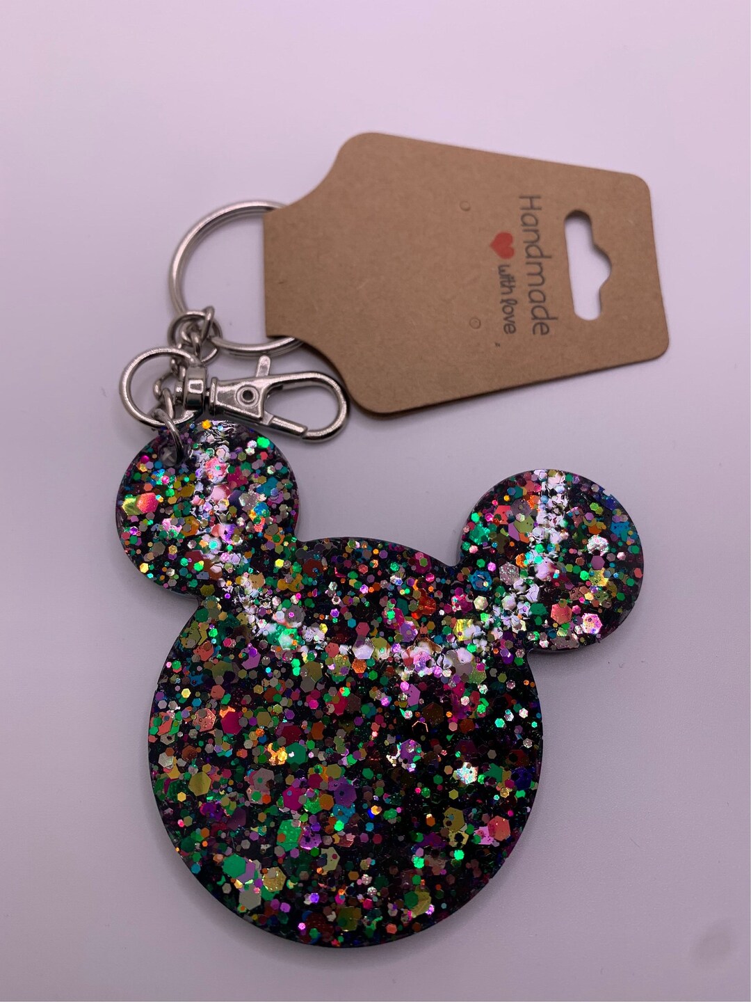 Mouse Inspired Glitter Resin Keychain - Etsy