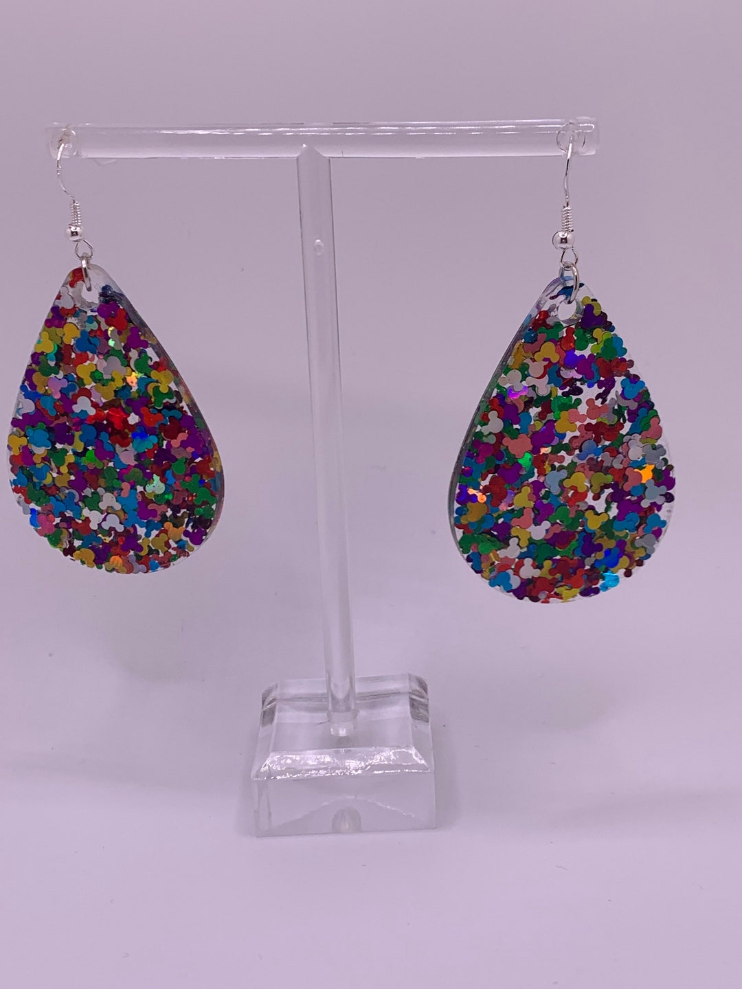 Rainbow Holographic Mouse Glitter Teardrop Earrings - Etsy