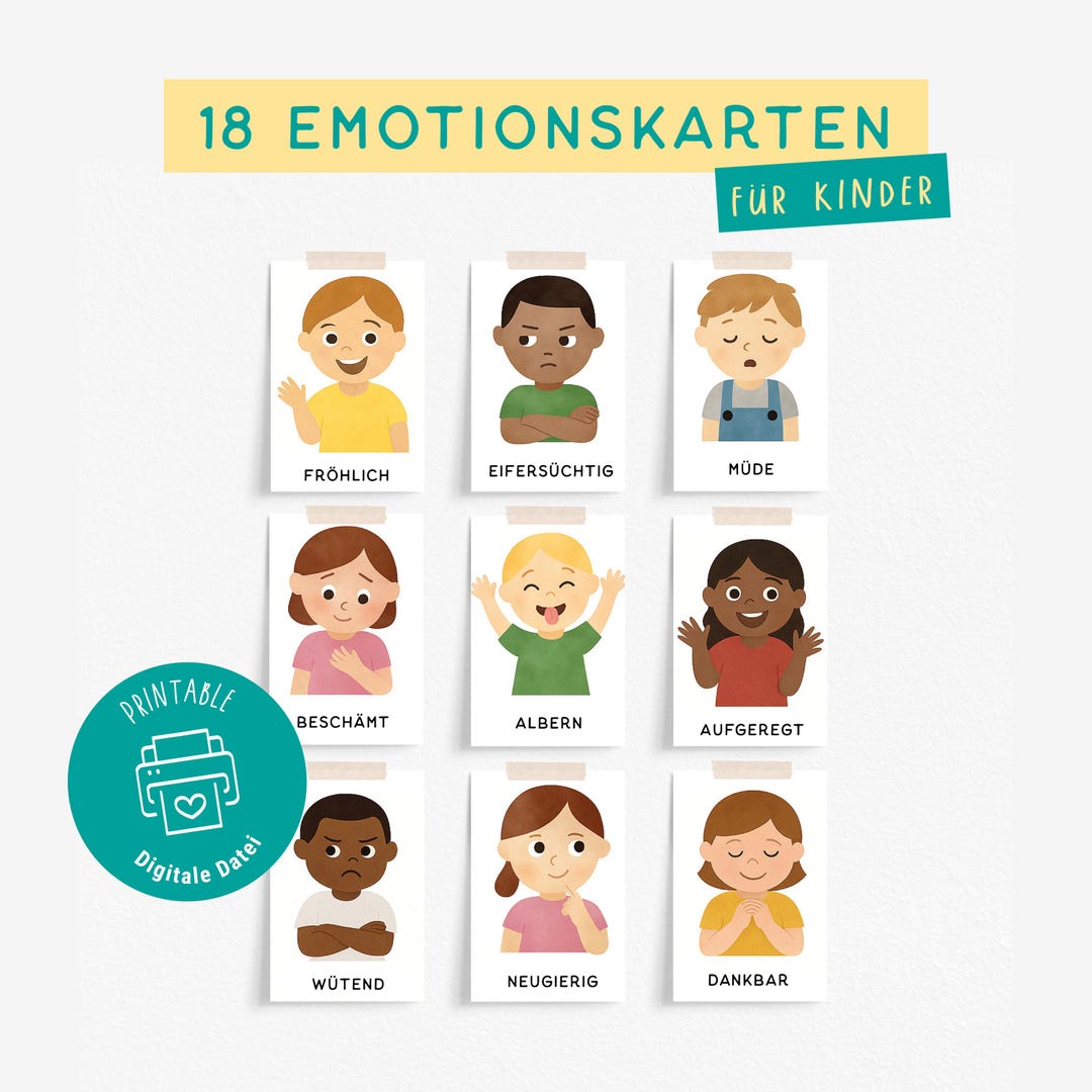Emotion Cards for Children – Learn to Name Feelings With 18 Emotions ...