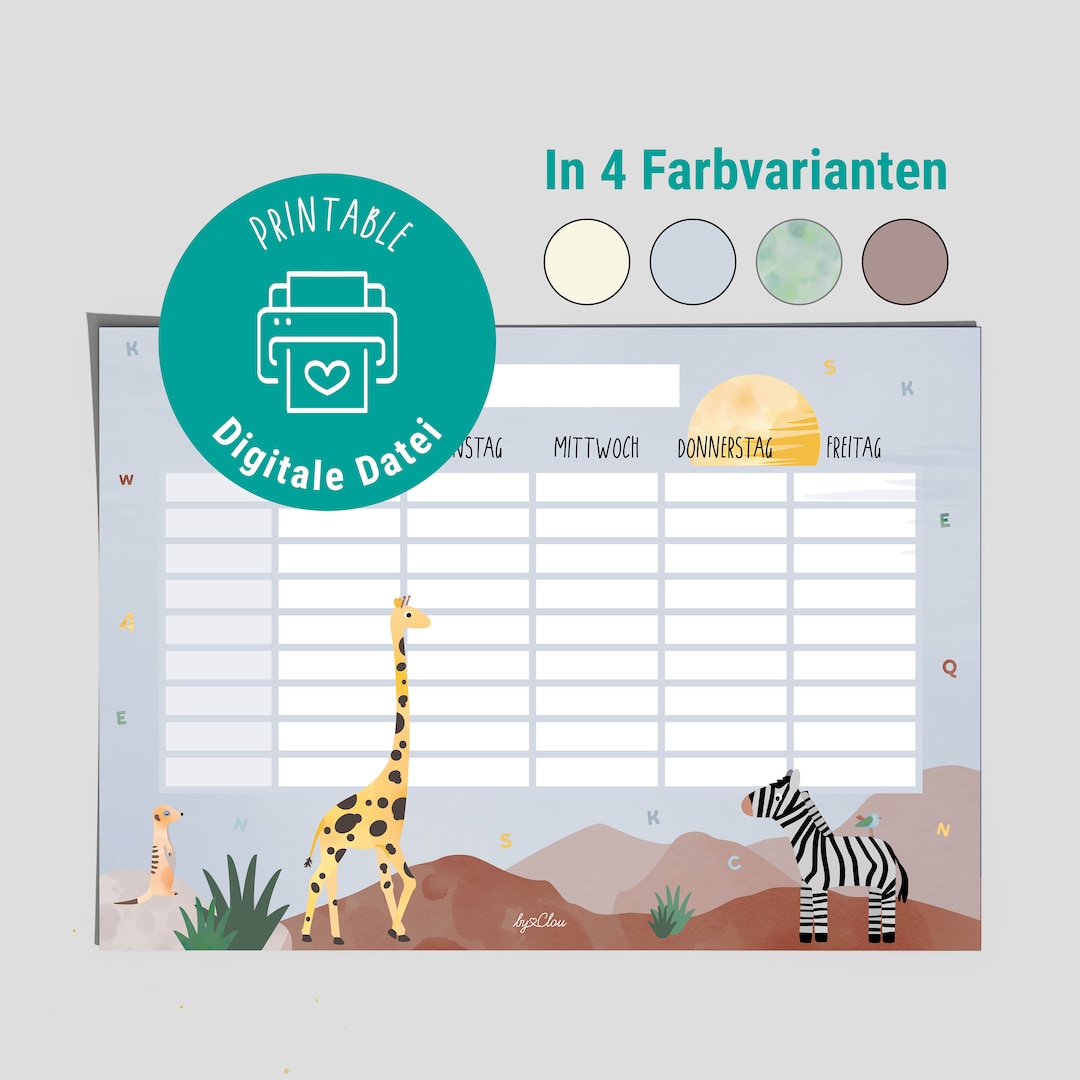 Printable Lesson Plan Template / Safari Animals, Africa / First Grade ...