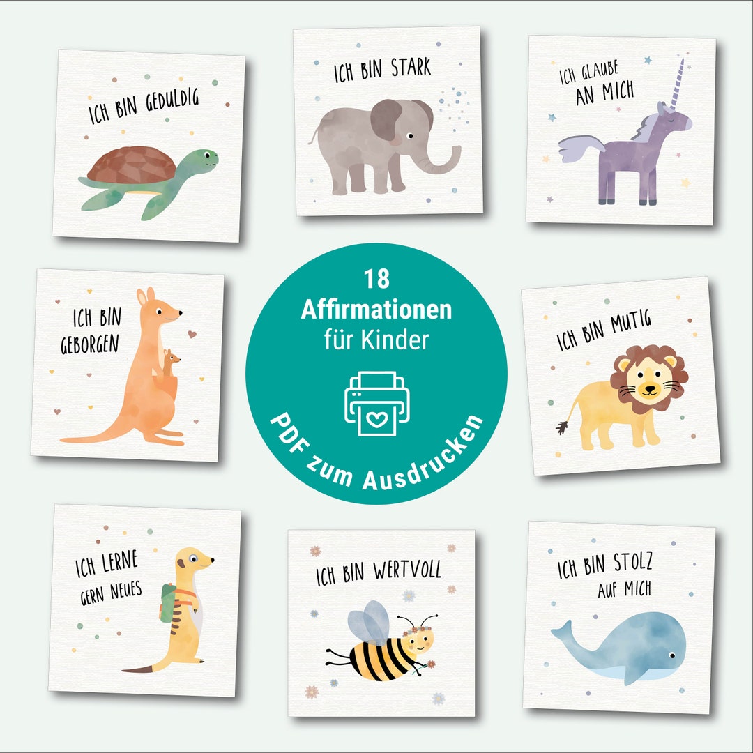 Affirmation Cards for Children to Print Out / Digital PDF / 18 ...