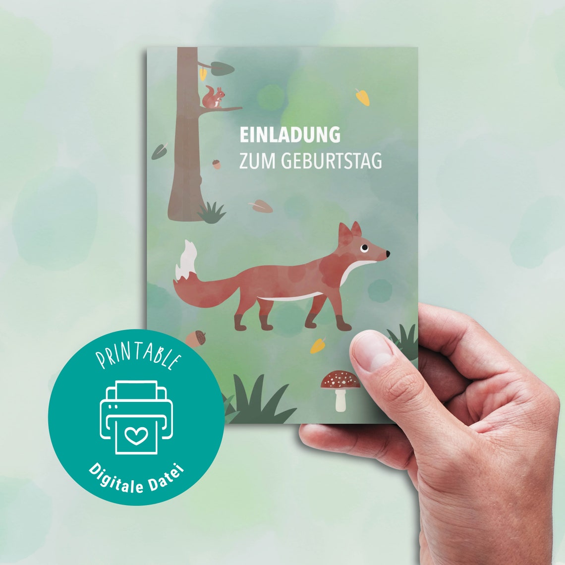 Birthday Invitation to Print Out / Forest Animals, Fox, Scavenger Hunt ...