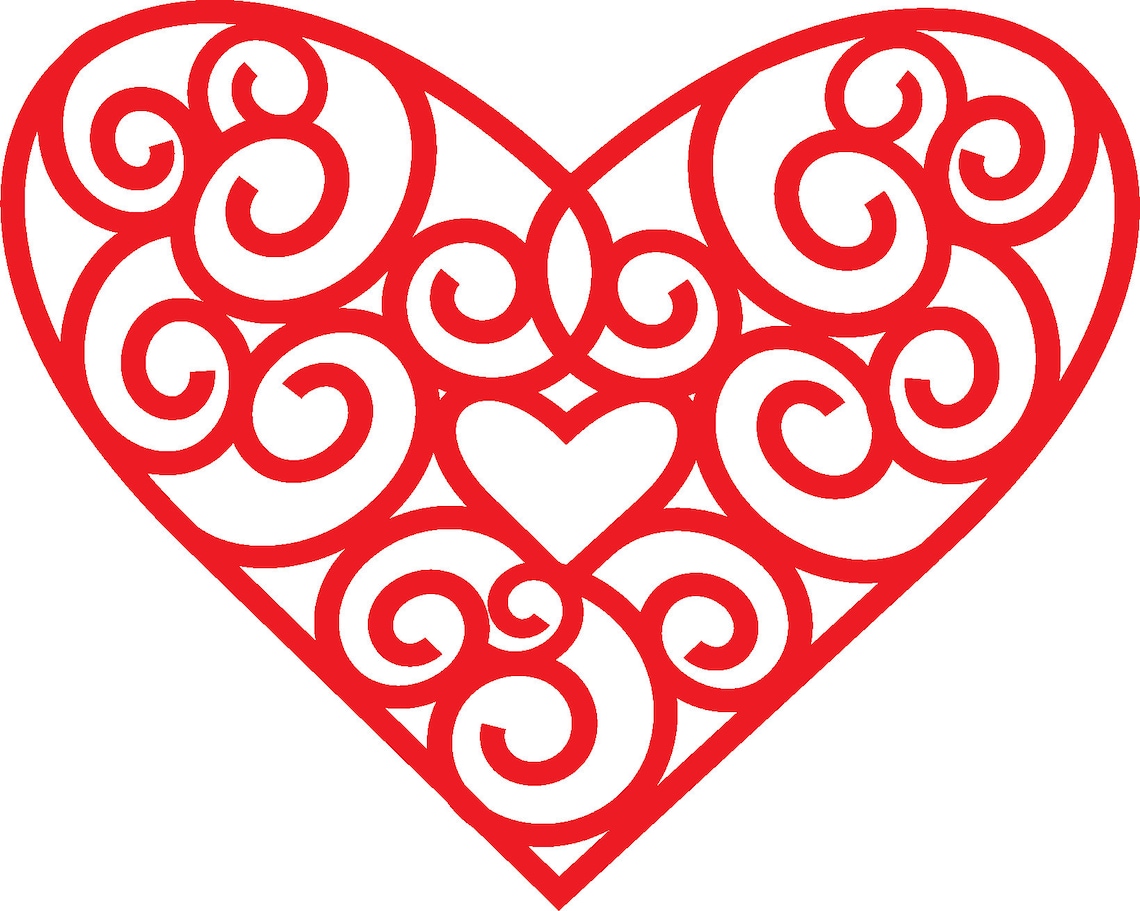 Filigree Heart SVG File Valentine SVG - Etsy