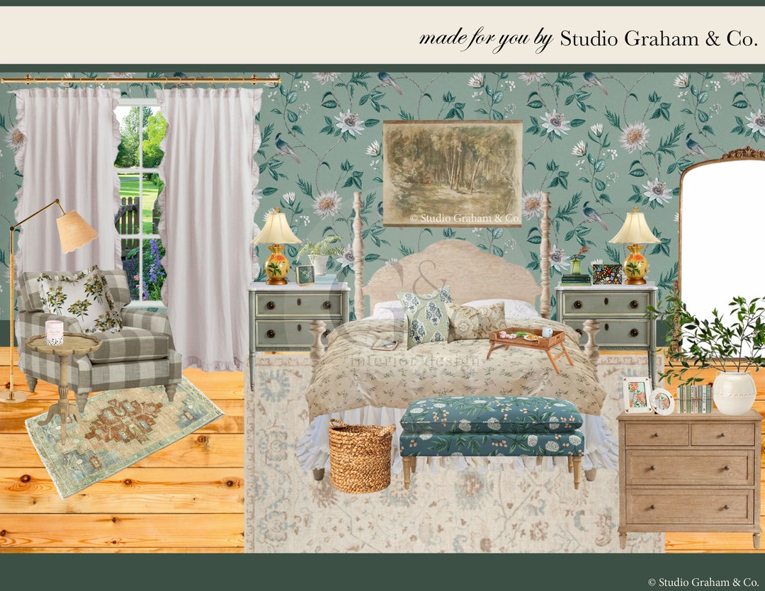 Luxe High-end Cottagecore Bedroom Mood Board | Product List ...