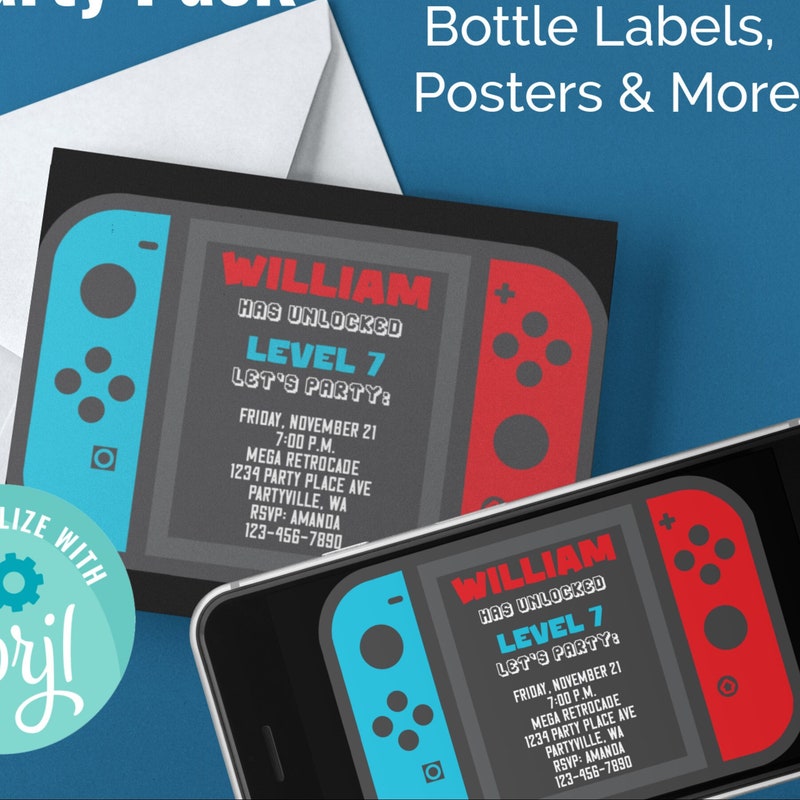 Nintendo Invitation - Etsy