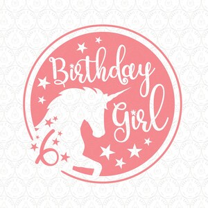 Unicorn 6th Birthday SVG DXF PNG Age 6 Girl Bday Cute Party Shirt, Six ...