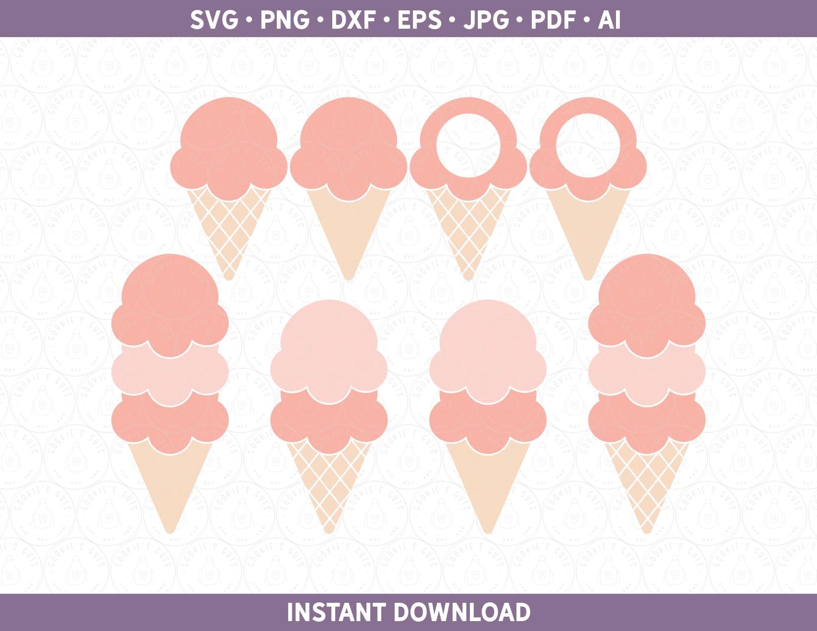 Ice Cream Cone SVG DXF PNG | Monogram Design | Ice Cream Svg Bundle ...