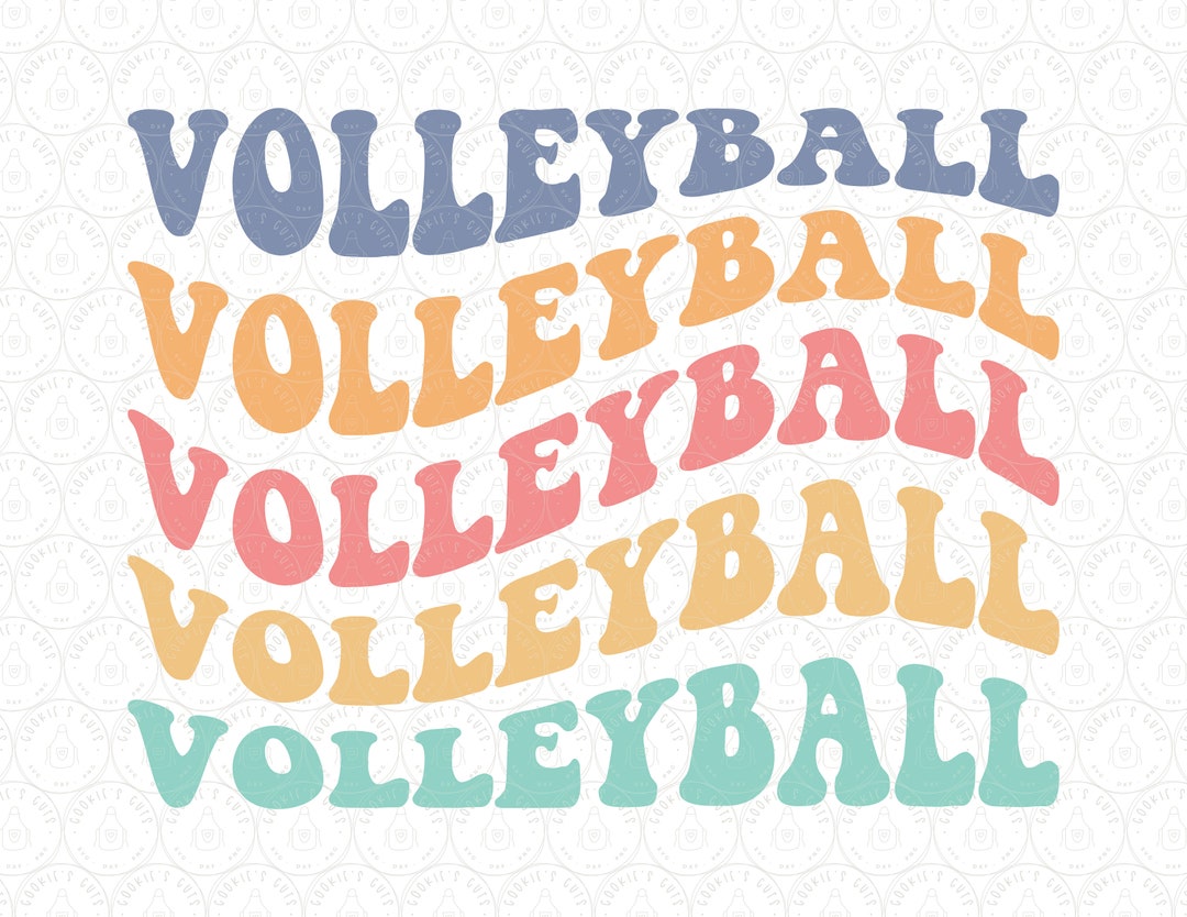Retro Volleyball SVG PNG, Wavy Text Stacked Cute Game Day Shirt for ...