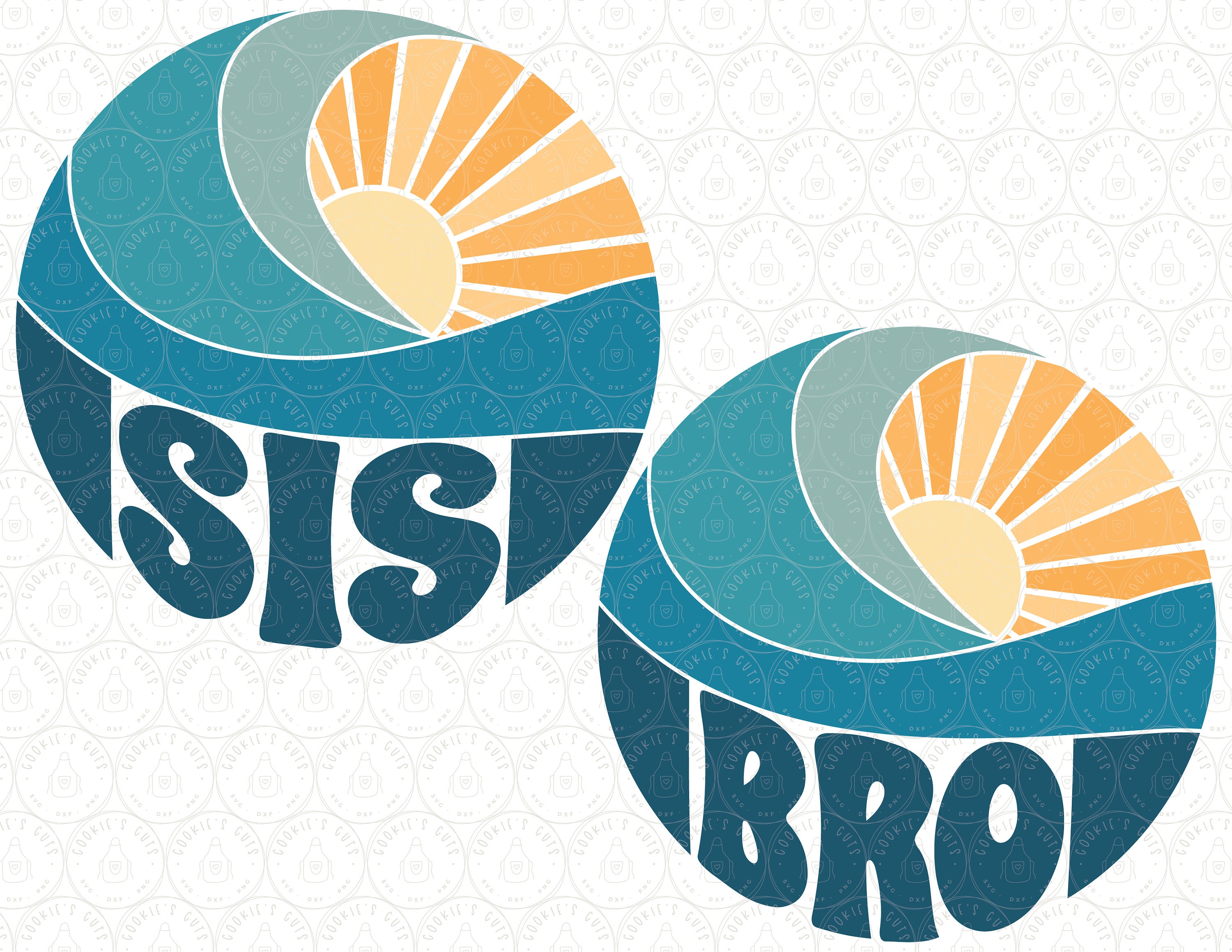 Sis & Bro Beach Wave SVG Matches the Big One First Birthday Dxf Png ...