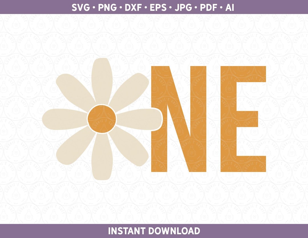 Daisy First Birthday SVG PNG, 1st One 1 Party DXF, Retro Modern Flower ...