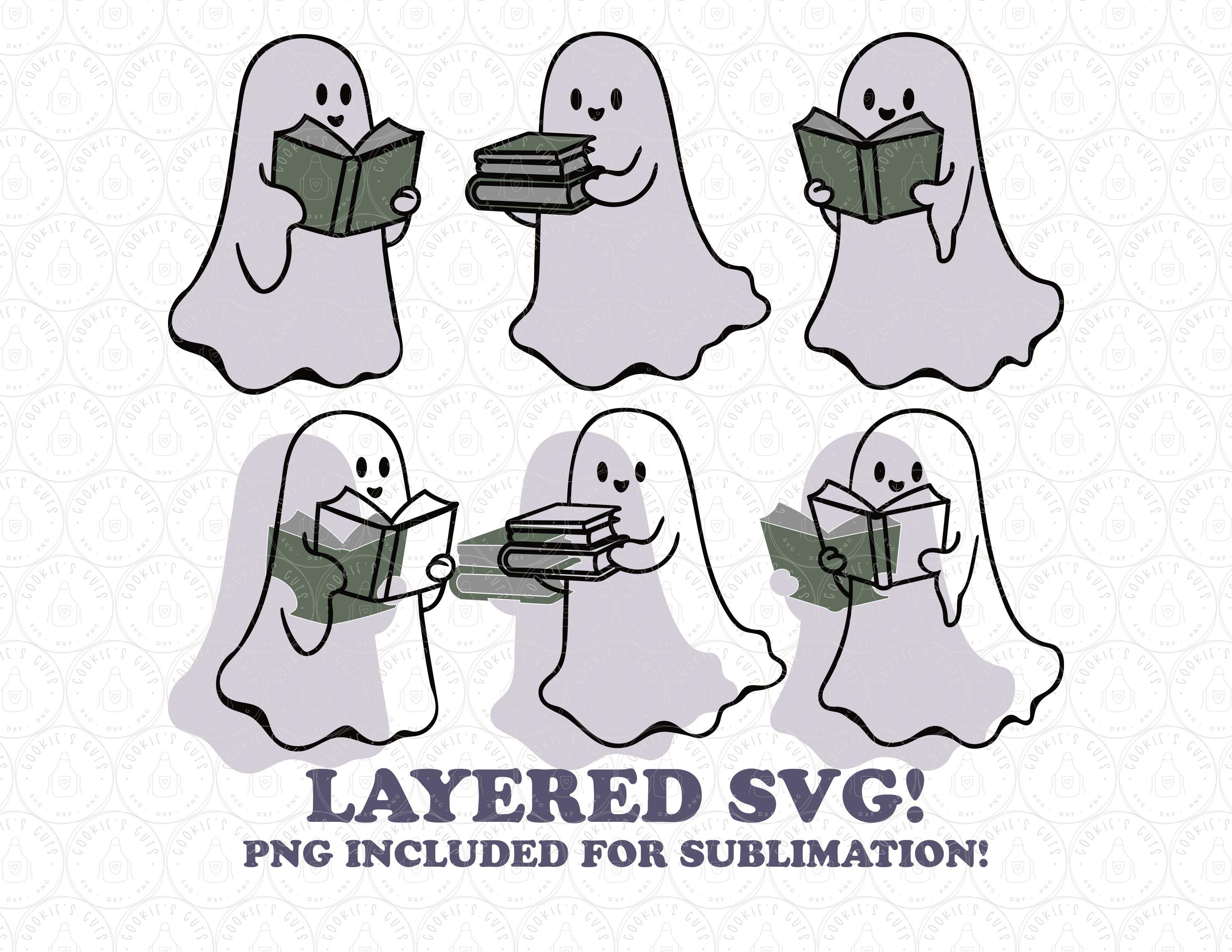 Reading Ghosts SVG PNG DXF, Halloween Read More Books | 3 Ghosts ...