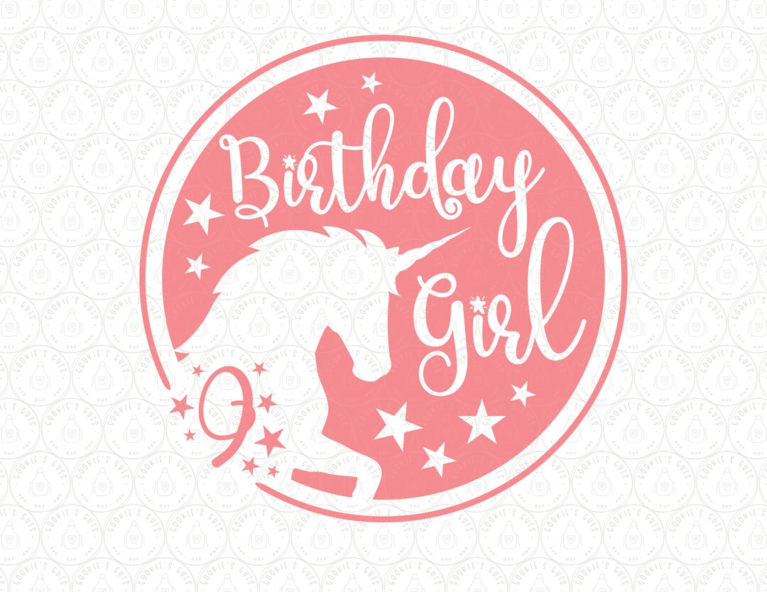 Unicorn 9th Birthday SVG DXF PNG Girl Age 9 Nine Nineth Bday Cute Party ...