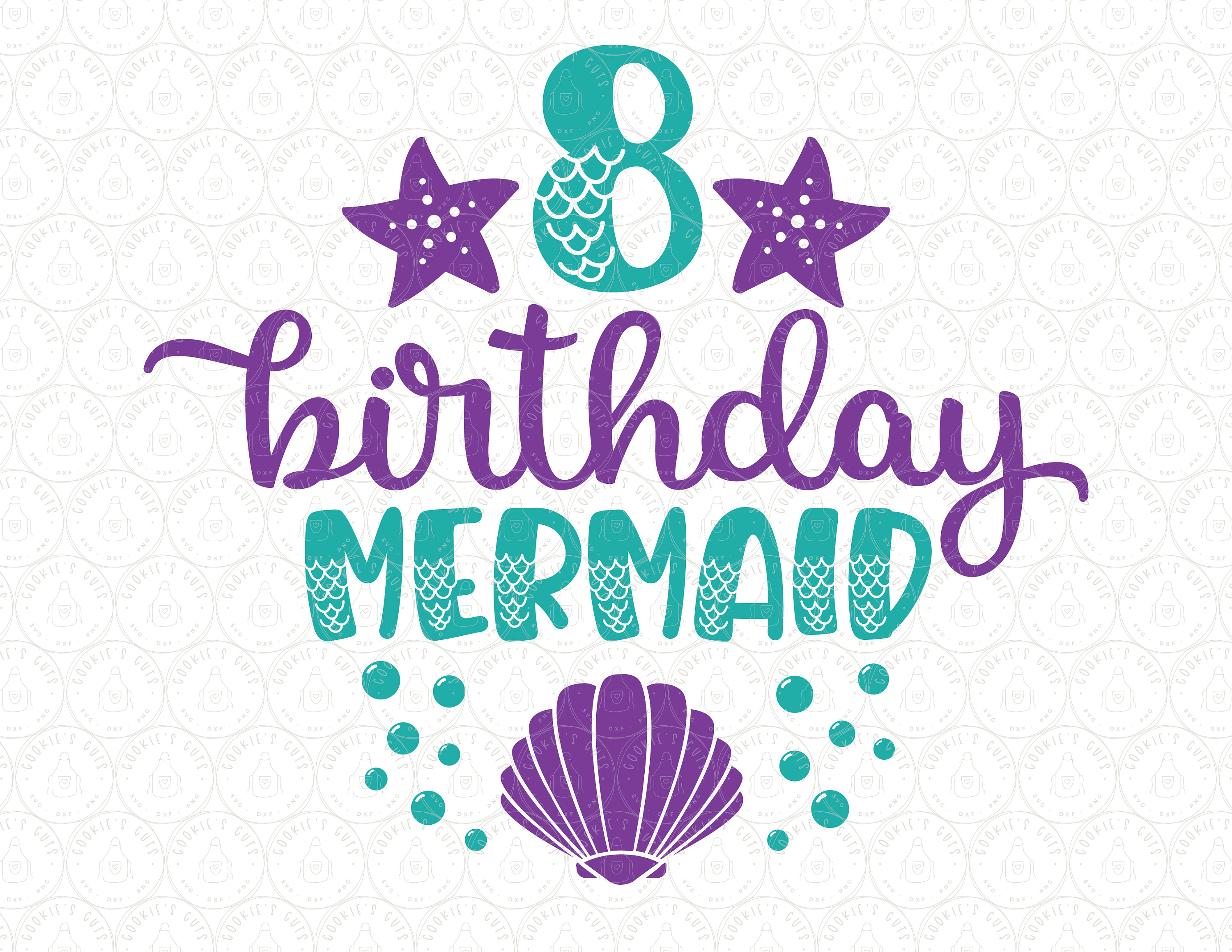 Mermaid Birthday SVG DXF PNG Age Girl Bday Shirt Tail Eight 8 - Etsy