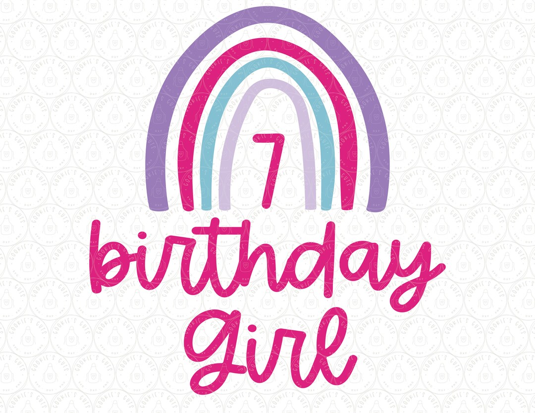 Rainbow Birthday Shirt SVG DXF PNG Seventh Bday Party Shirt Htv Vinyl ...