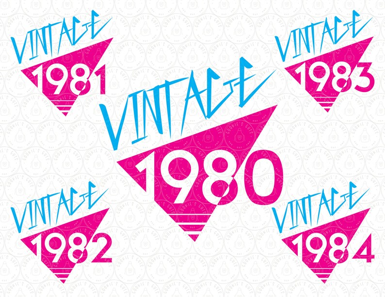 Birthday SVG Vintage 1980, 1981, 1982, 1983, & 1984 DXF PNG Pack, 1980s ...