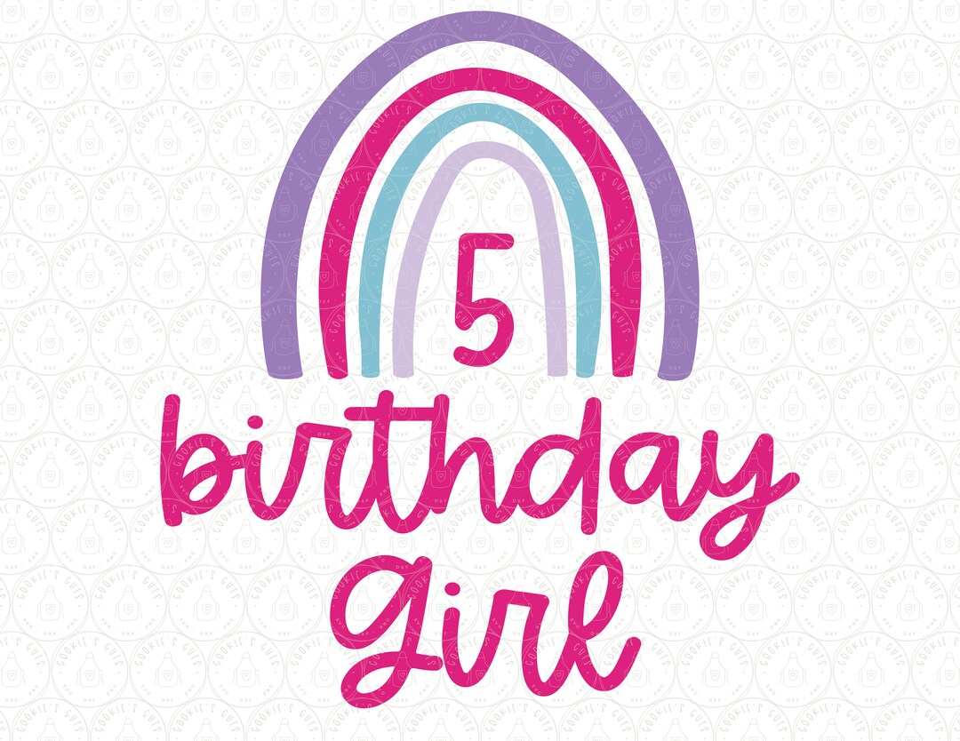 Rainbow Birthday Shirt SVG DXF PNG Fifth Bday Party Shirt Htv Vinyl 5th ...