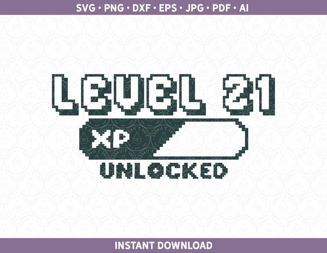 Gamer Birthday SVG | LEVEL 21 Unlocked PNG | Twenty One 21st Twenty ...