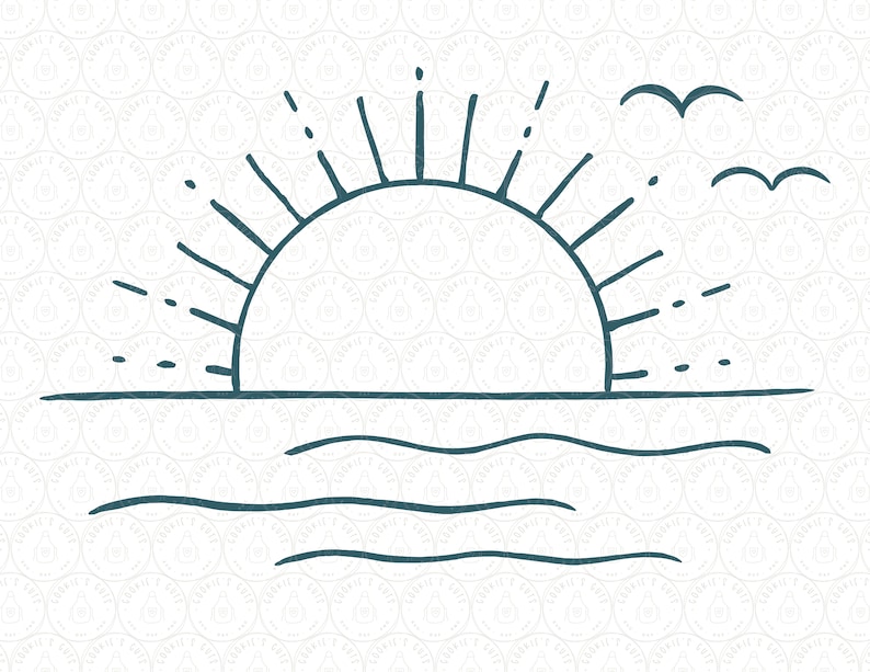 Beach SVG DXF Vacay Vibe Summer Wave Landscape Sketch Line - Etsy