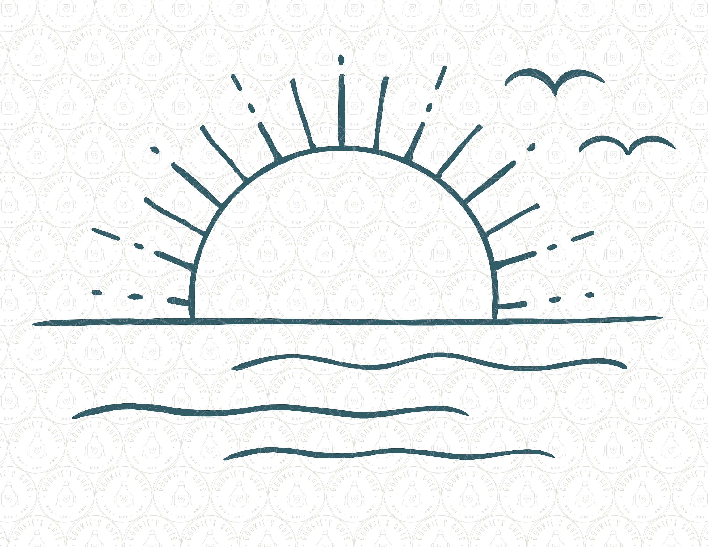 Beach SVG DXF Vacay Vibe Summer Wave Landscape Sketch Line - Etsy