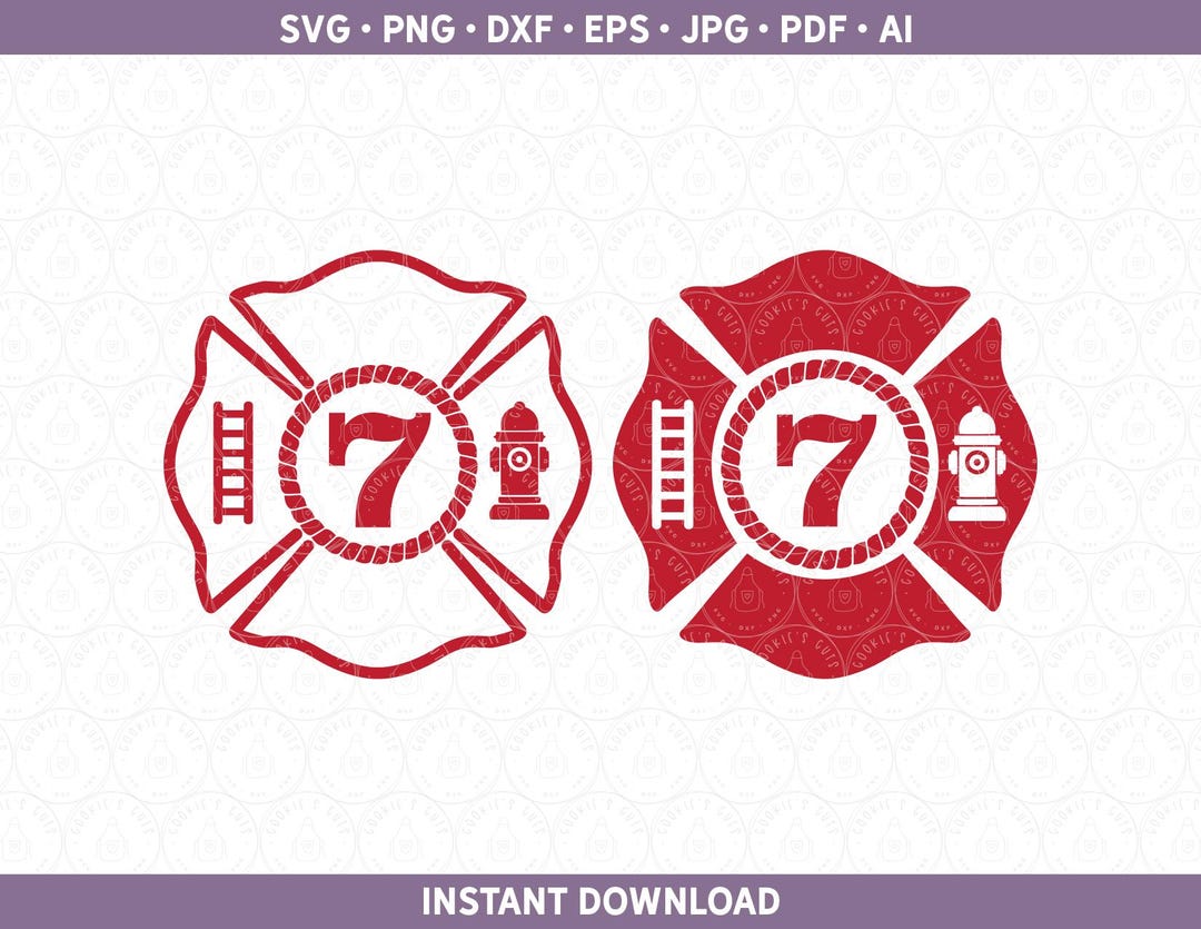 Fire Badge Firefighter Fire Truck Age Shirt SVG DXF PNG, Seven Seventh ...