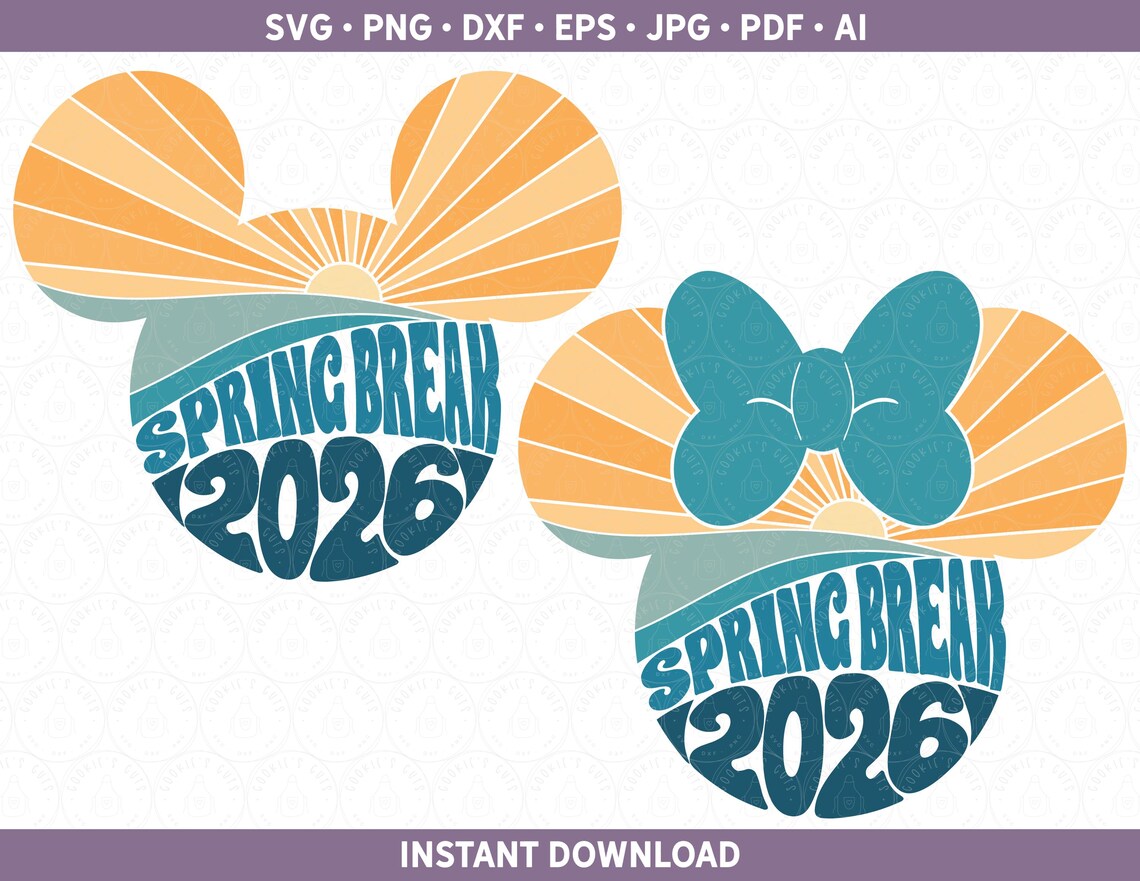 Mouse Head Spring Break 2026 PNG SVG | Mouse DXF | Magic Wonder Wish ...
