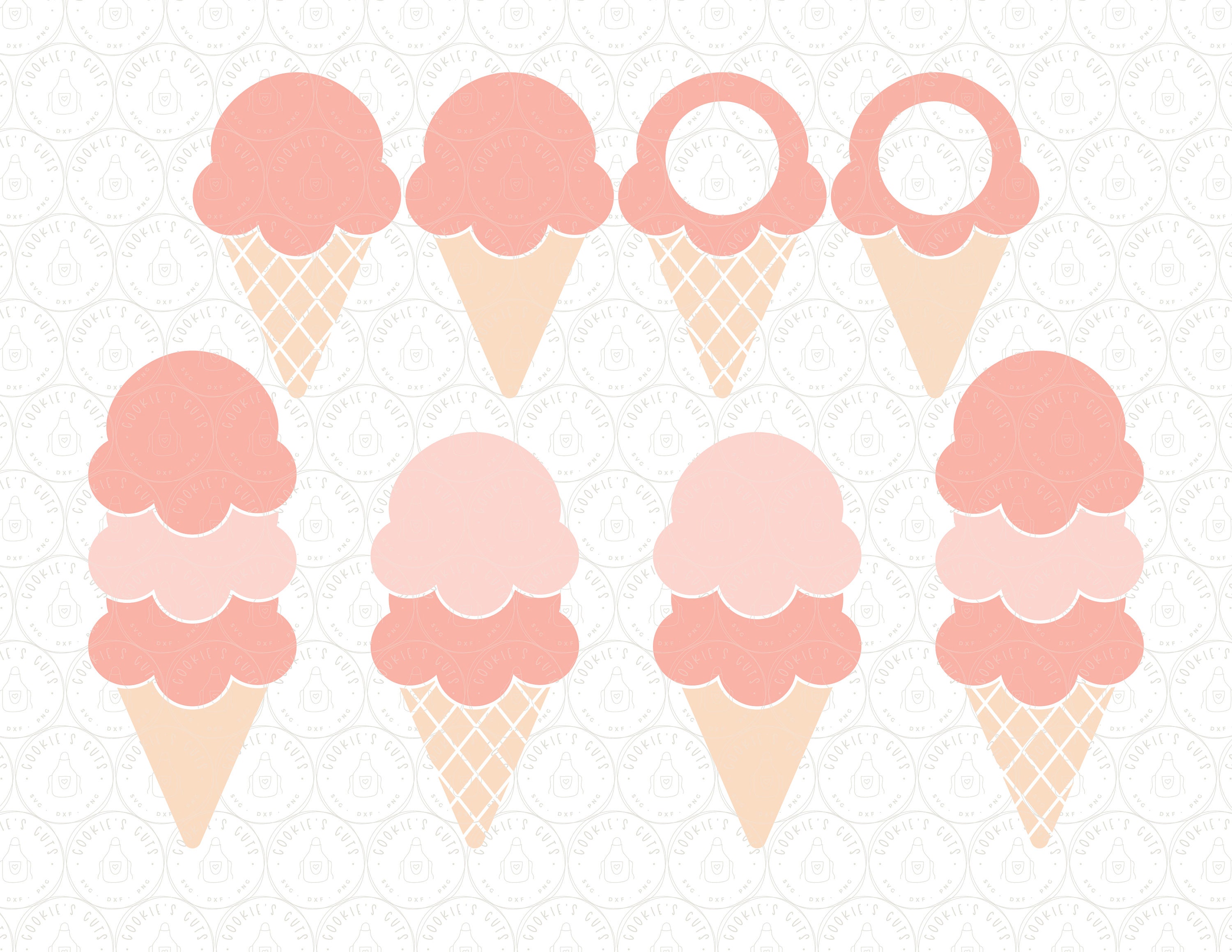 Ice Cream Cone SVG DXF PNG Monogram Design Ice Cream Svg - Etsy UK