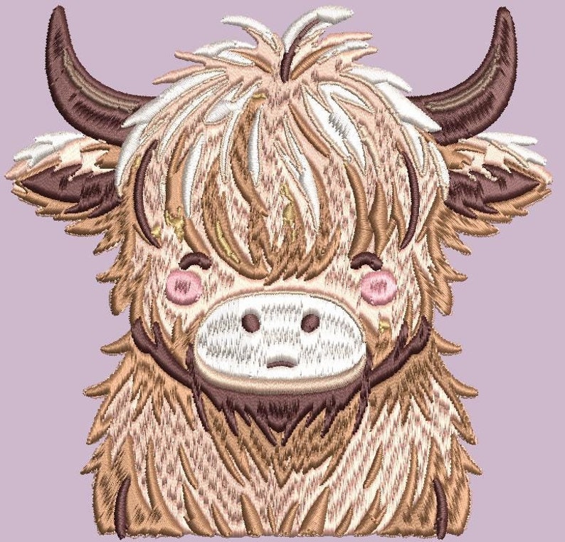 Highland Cow 'angus' Embroidery Digital Design || Standard Size 4.62" X ...