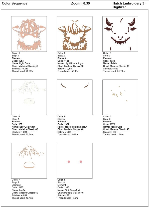 Highland Cow 'angus' Embroidery Digital Design || Standard Size 4.62" X ...