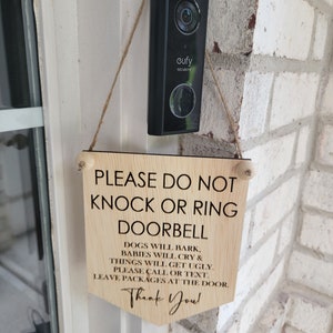 Doorbell Sign, Do Not Disturb Sign, New Baby Front Door Sign, No ...