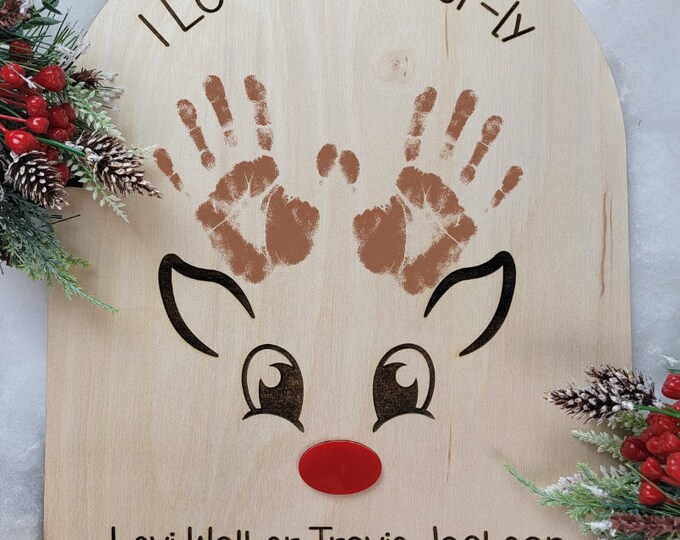 I Love You Deer-ly DIY Christmas Handprint Sign, Baby’s First Christmas ...