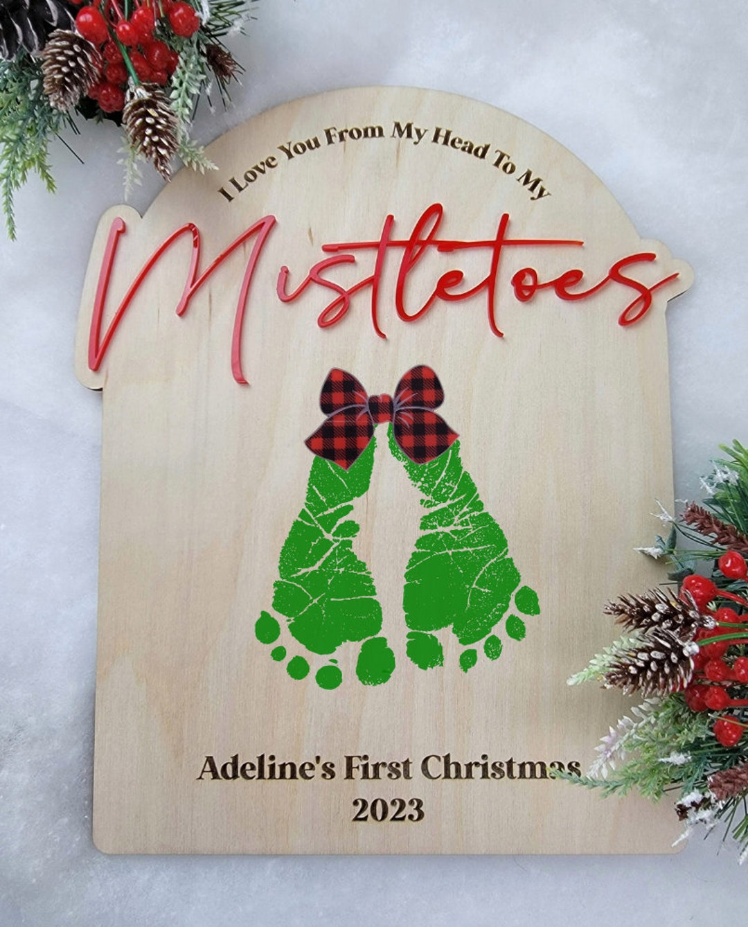 DIY Christmas Footprint Sign, Babys First Christmas, Christmas Kid ...