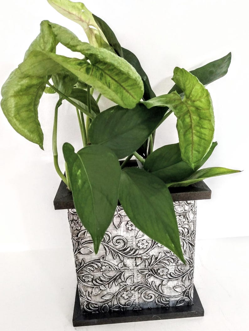 Embossed Metal Planter - Etsy
