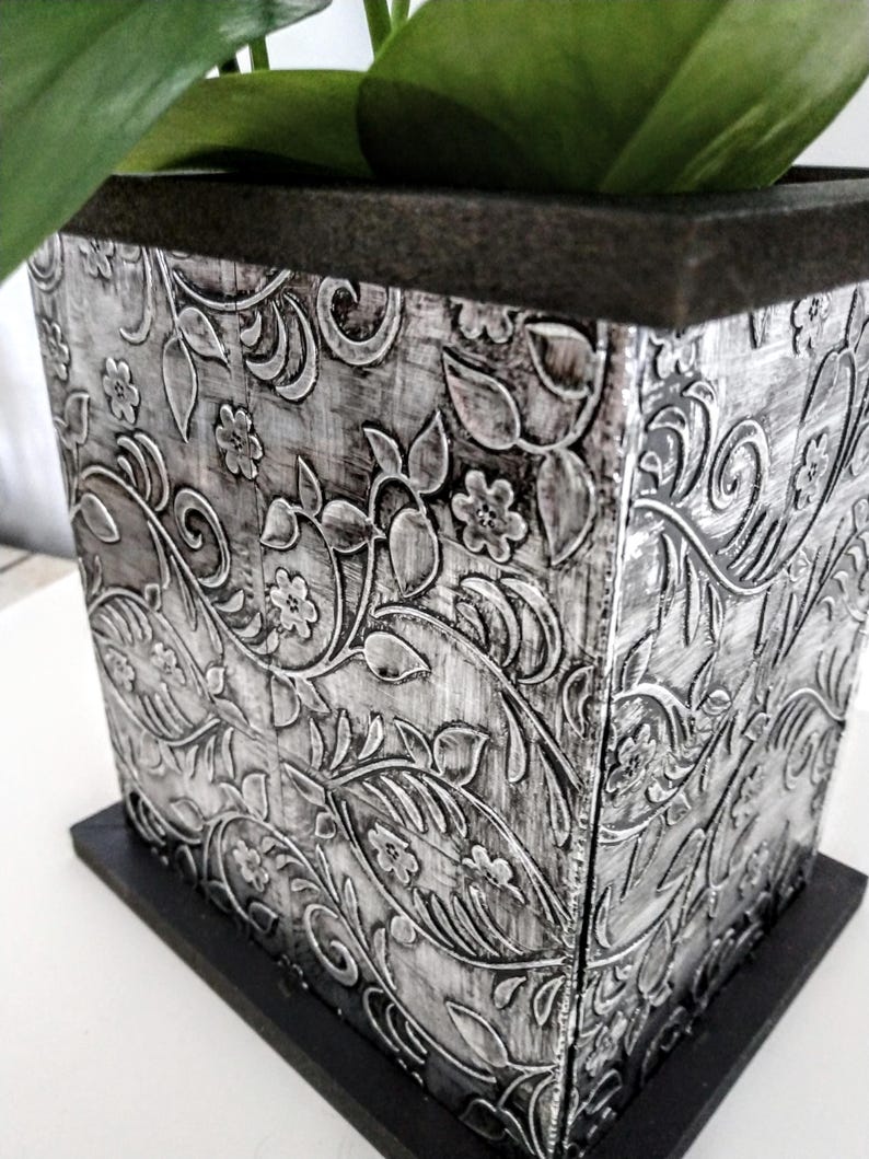Embossed Metal Planter - Etsy