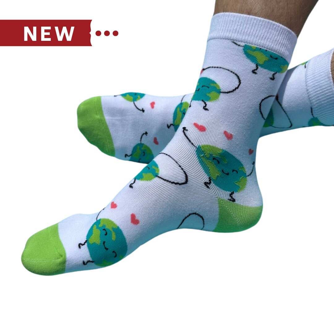 Friendly Globe Socks: Combed Cotton Earth Planet Dress Socks - Etsy