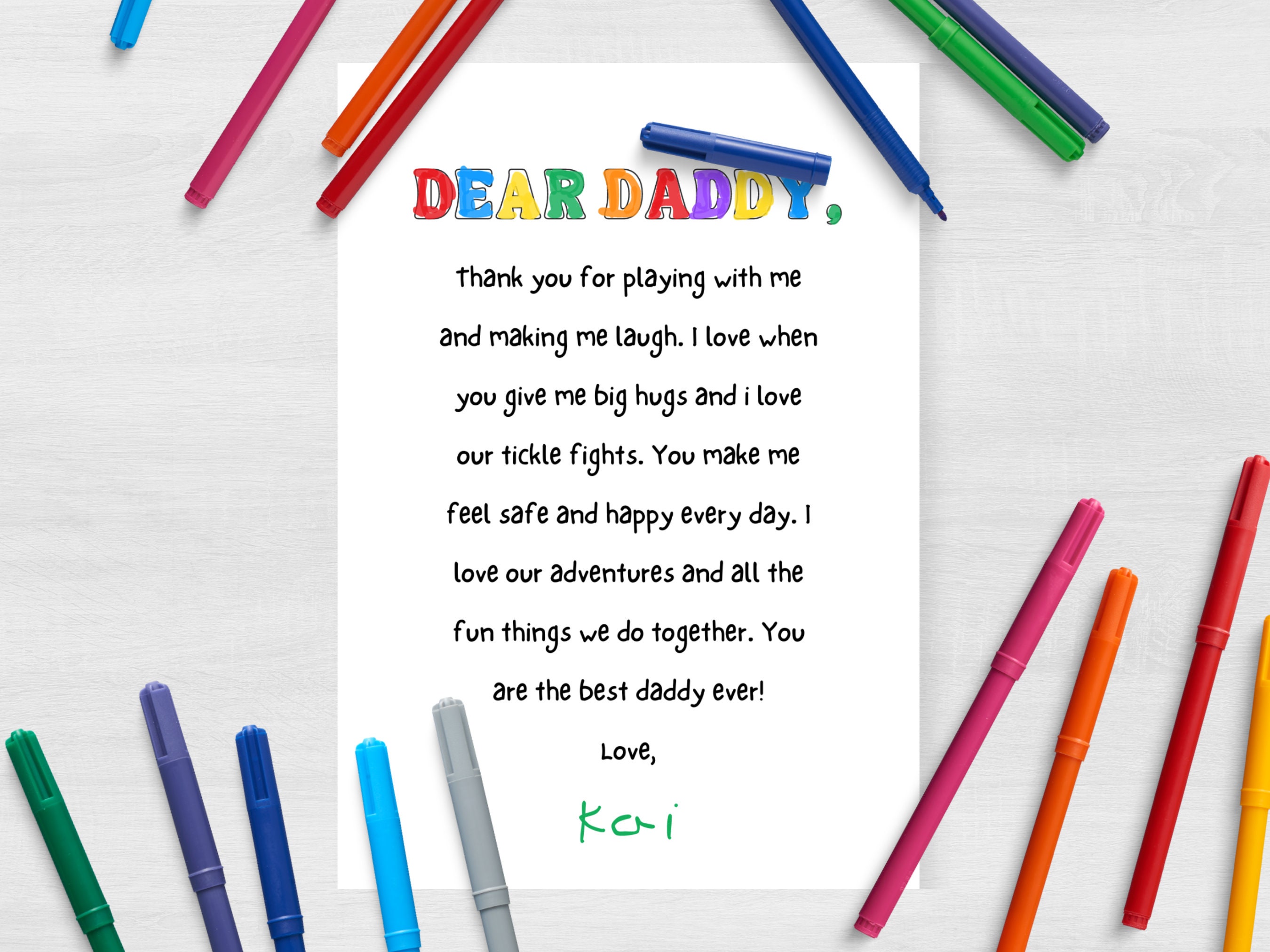 Father's Day Printable Card, Coloring Father's Day Card, Daddy Birthday ...