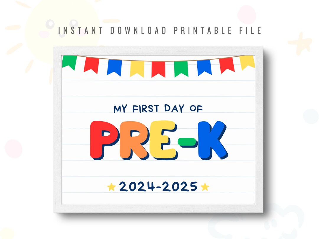 Rainbow First Day of Pre-k Sign, First Day of School Printable, Back to ...