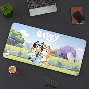 Bluey Cute Desk Mat Anime Figure Mousepad One Piece Playmat Birthday ...
