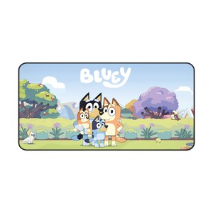 Bluey Cute Desk Mat Anime Figure Mousepad One Piece Playmat Birthday ...