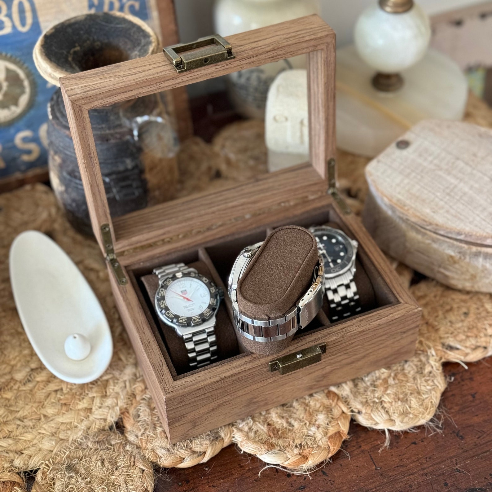 Timber Watch Box 3 Slots Free Shipping Wooden Watch Box Mens Watch ...