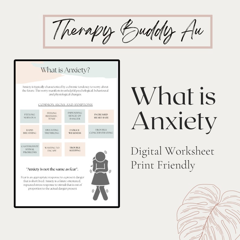 Anxiety Handout | Anxiety Symptoms Information - Etsy