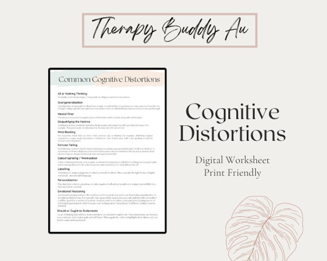 Cognitive Distortions Cbt/depression/anxiety Worksheet - Etsy