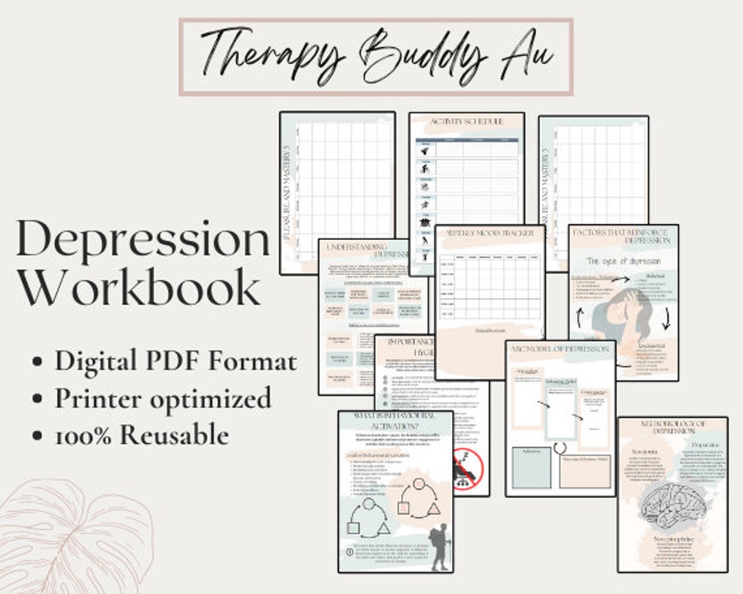 Cbt/depression Therapy Worksheet Bundle Pack - Etsy