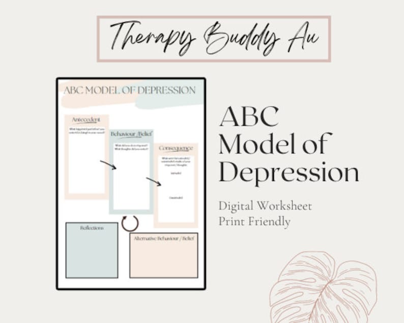 CBT / ABC Model of Depression Worksheet - Etsy