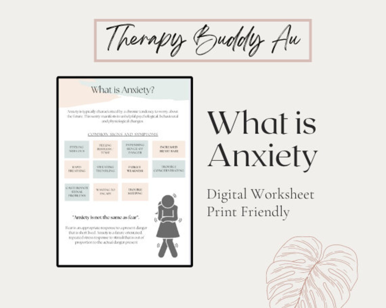 Anxiety Handout | Anxiety Symptoms Information - Etsy