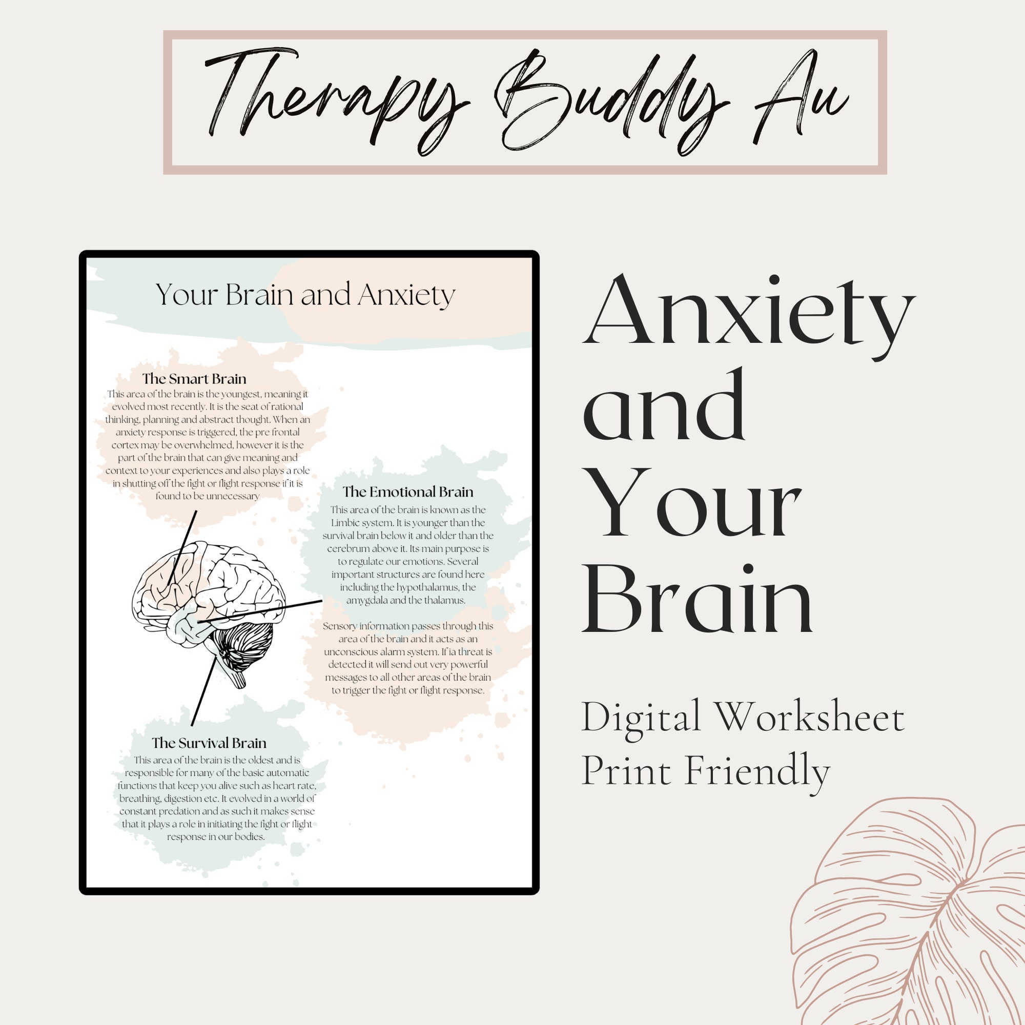 Anxiety and Your Brain Handout - Etsy
