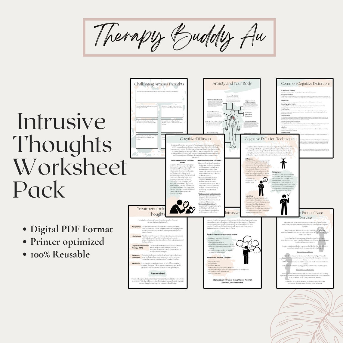 Working With Intrusive Thoughts Pack / ACT / CBT - Etsy