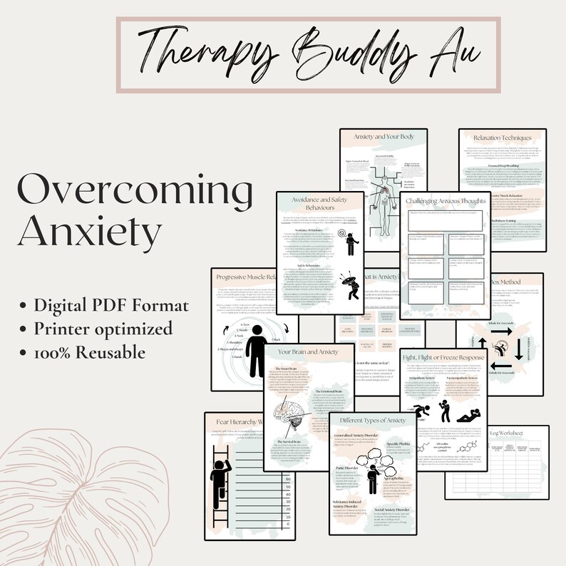 Anxiety, CBT, Therapy Handout, Worksheets Bundle - Etsy