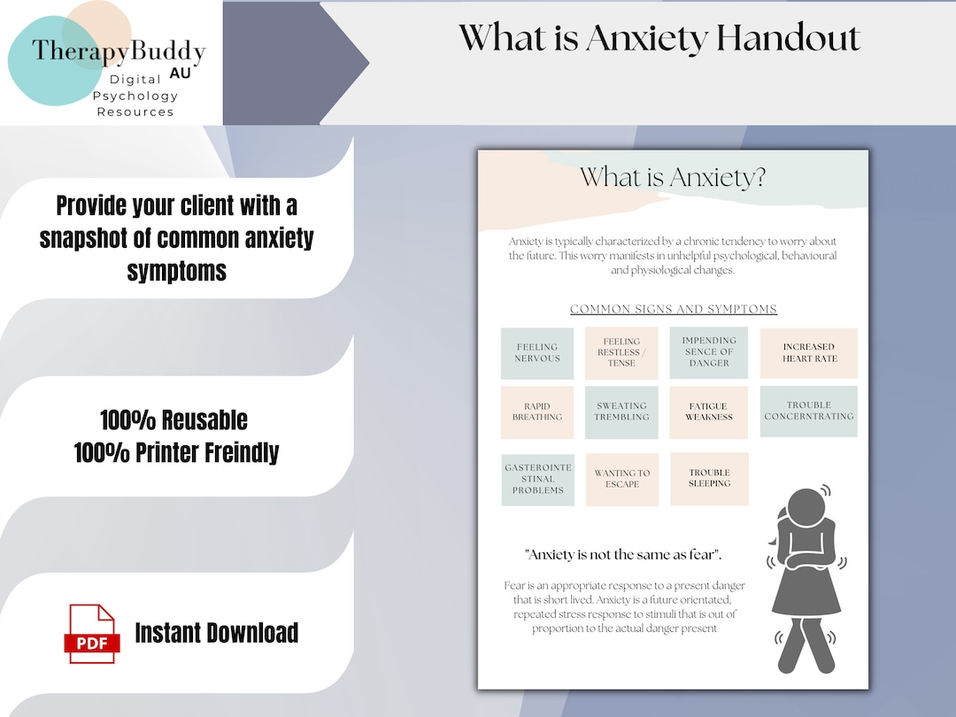 Anxiety Handout Anxiety Symptoms Information - Etsy