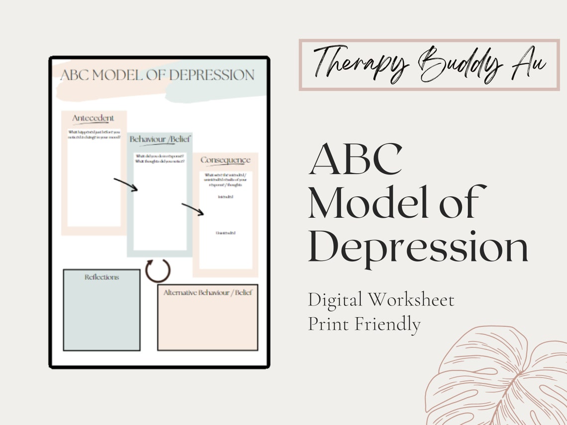 CBT / ABC Model of Depression Worksheet - Etsy