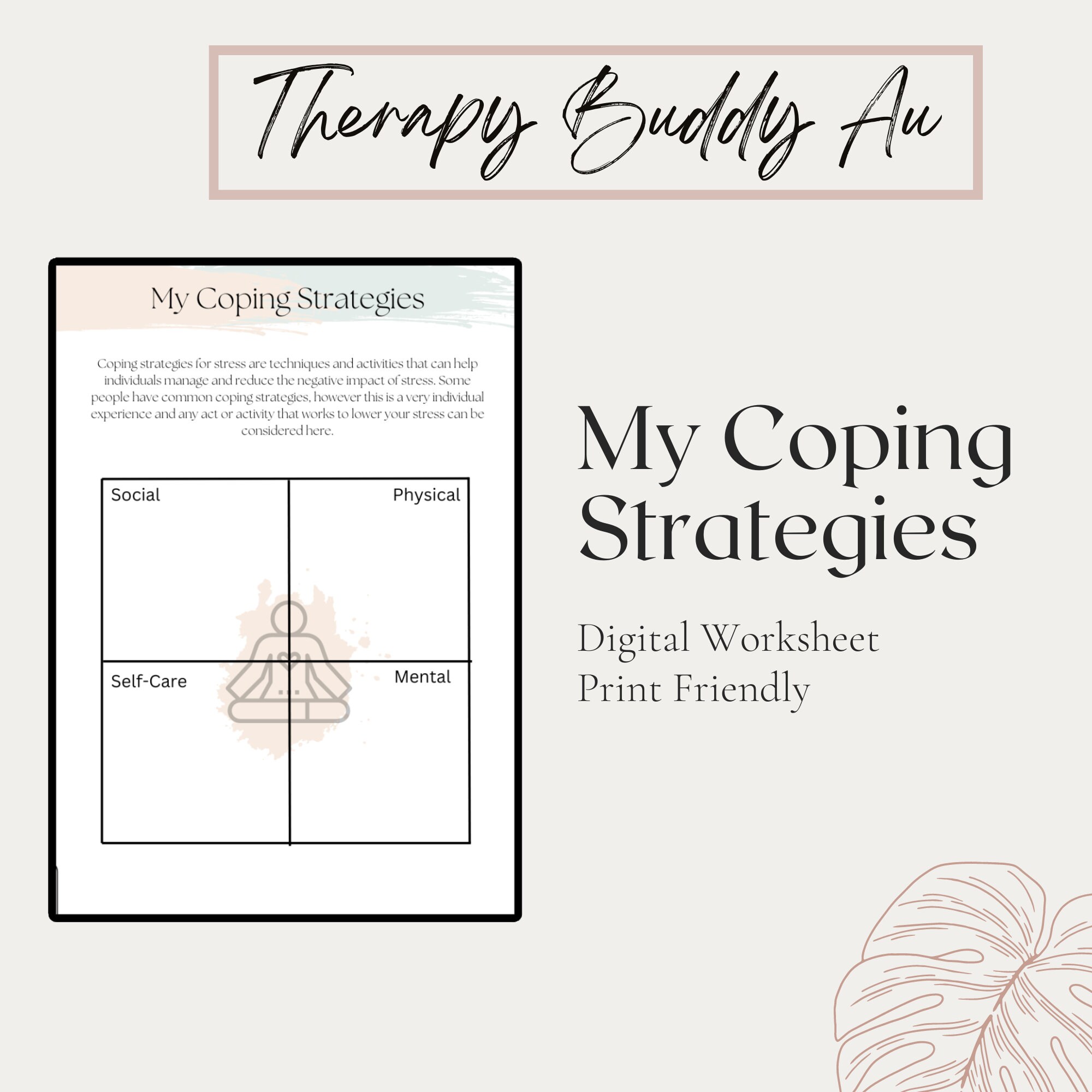 CBT Coping Strategies Worksheet - Etsy